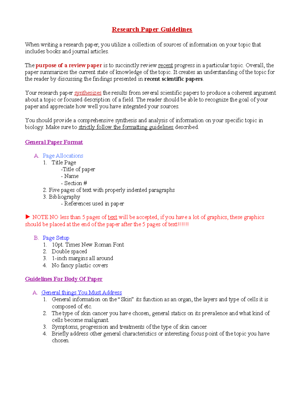 Human Biology Research Paper Guidelines FIU StuDocu