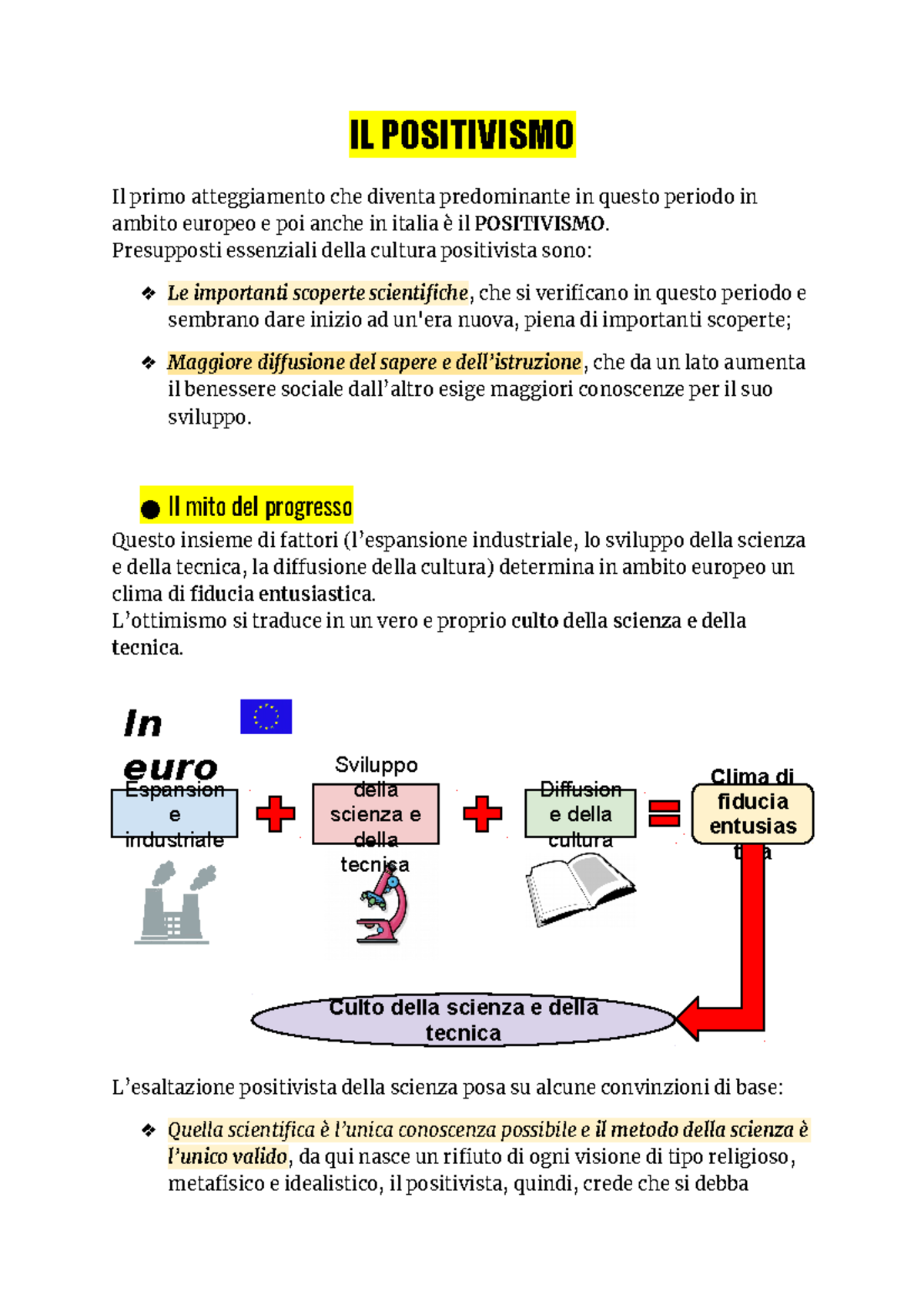 Positivismo - Appunti di lezione 1 - ####### IL POSITIVISMO Il primo ...