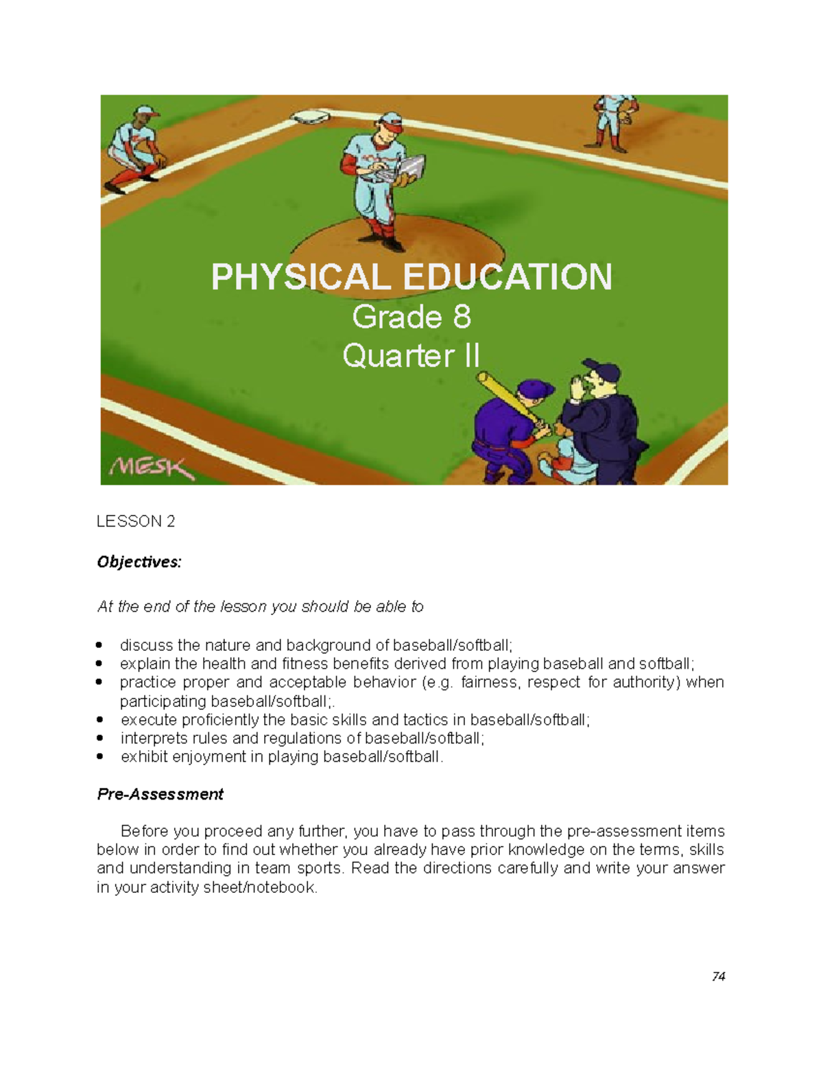 PE Q2(2)-LM-Camera Ready - PHYSICAL EDUCATION Grade 8 Quarter II LESSON ...