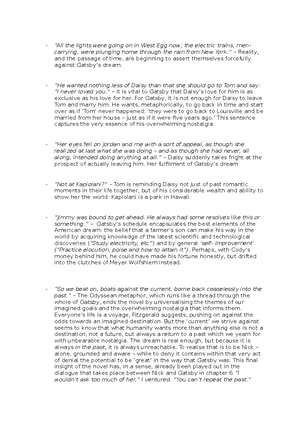 TGG text notes - Chapter 1 Fitzgerald’s presentation of Nick 1.“Younger ...