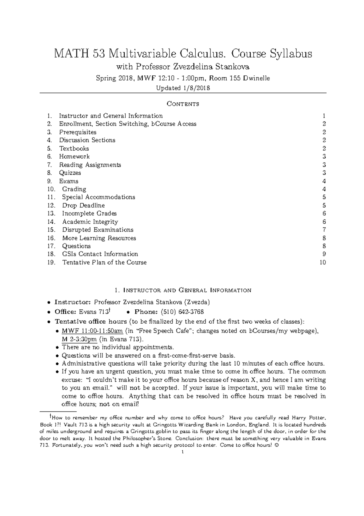 2018 Spring UCB-Math53 Syllabus-Multivariable Calculus. - MATH 53 Multivariable Calculus. Course ...