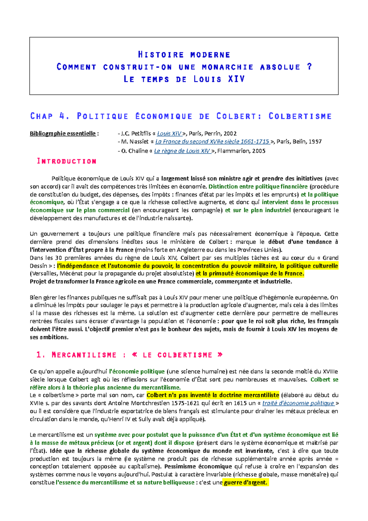 4. Politique économique de Colbert: Colbertisme - ARCHAMBEAU L3 de ...