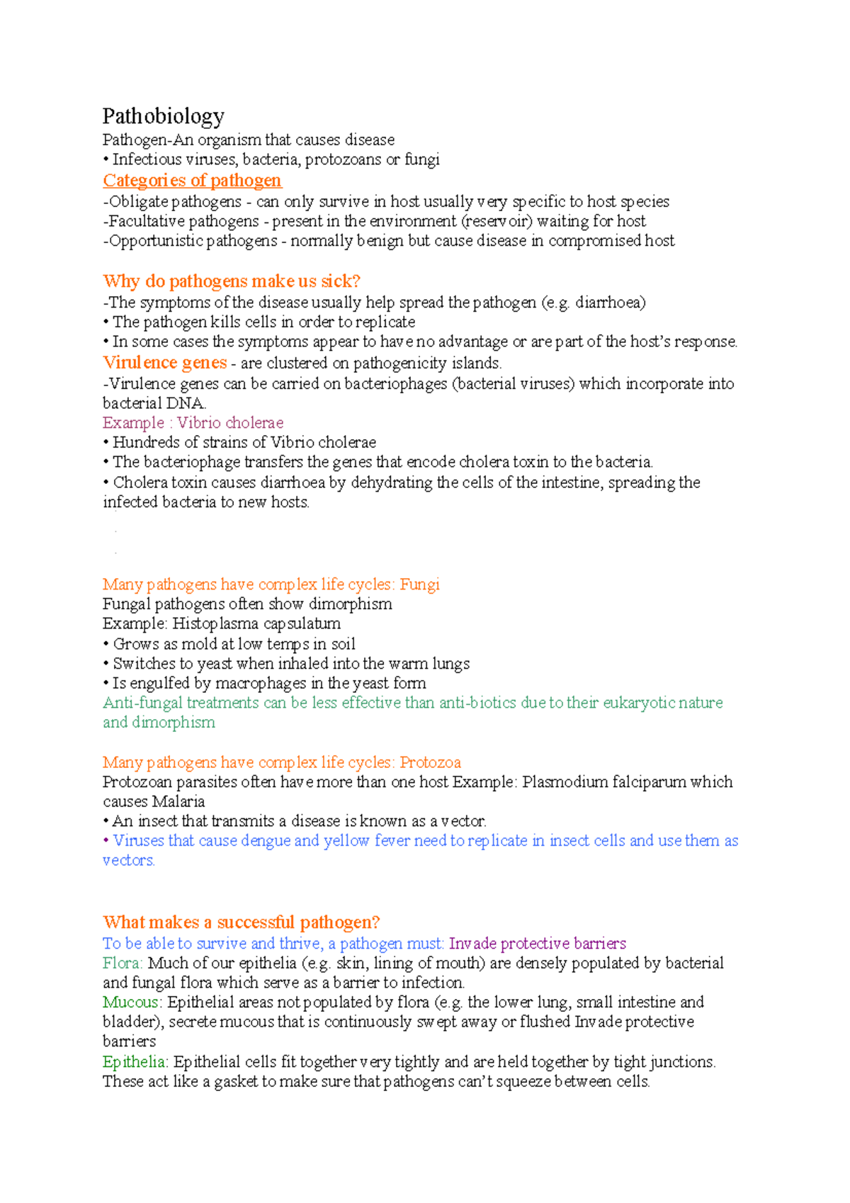 Pathobiology notes - Pathobiology Pathogen-An organism that causes ...
