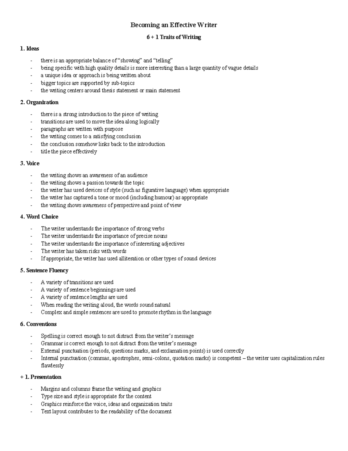 6 Traits - Becoming an Effective Writer - Becoming an Effective Writer ...