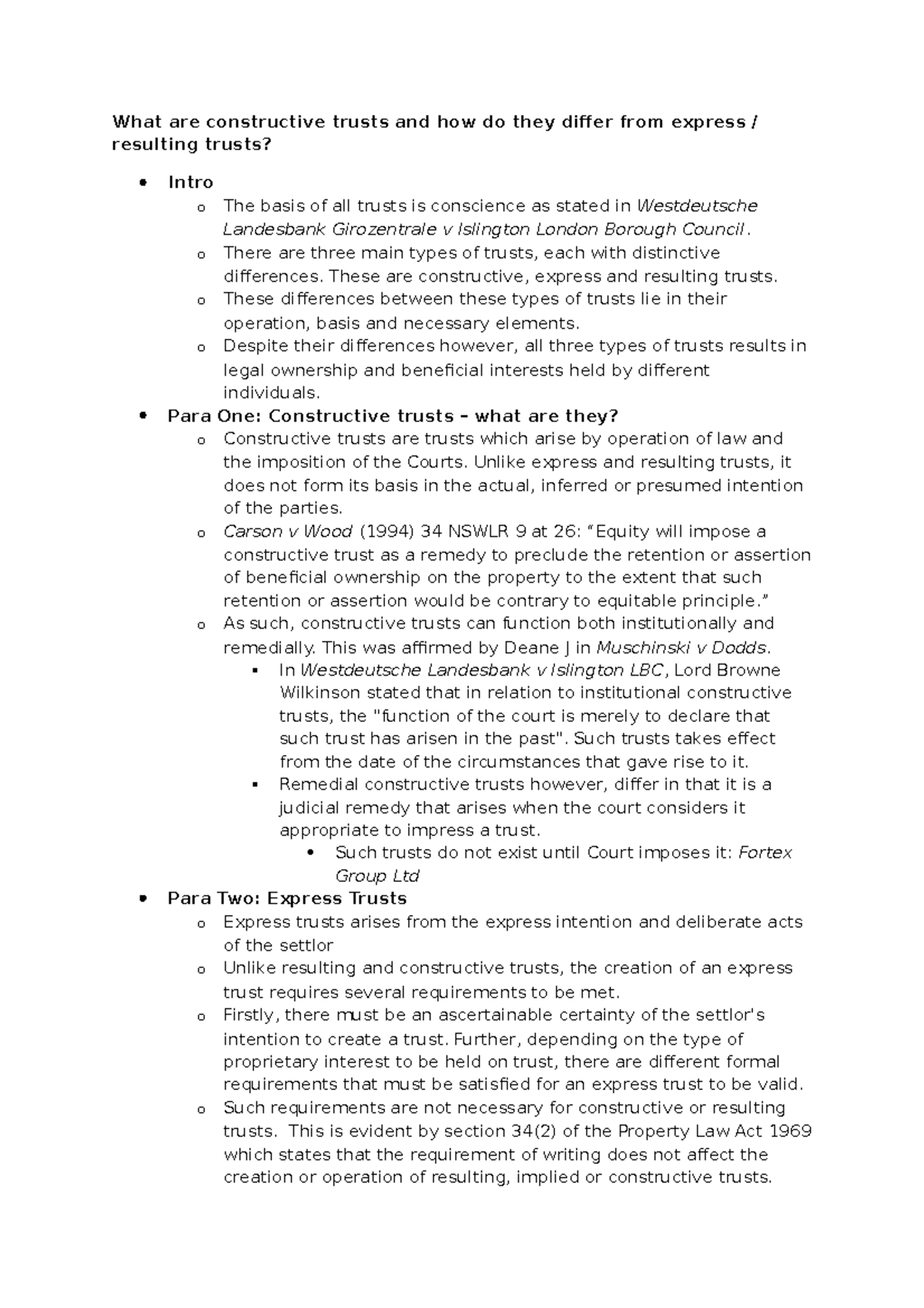 Trusts Essays Exam Prep - What are constructive trusts and how do they ...