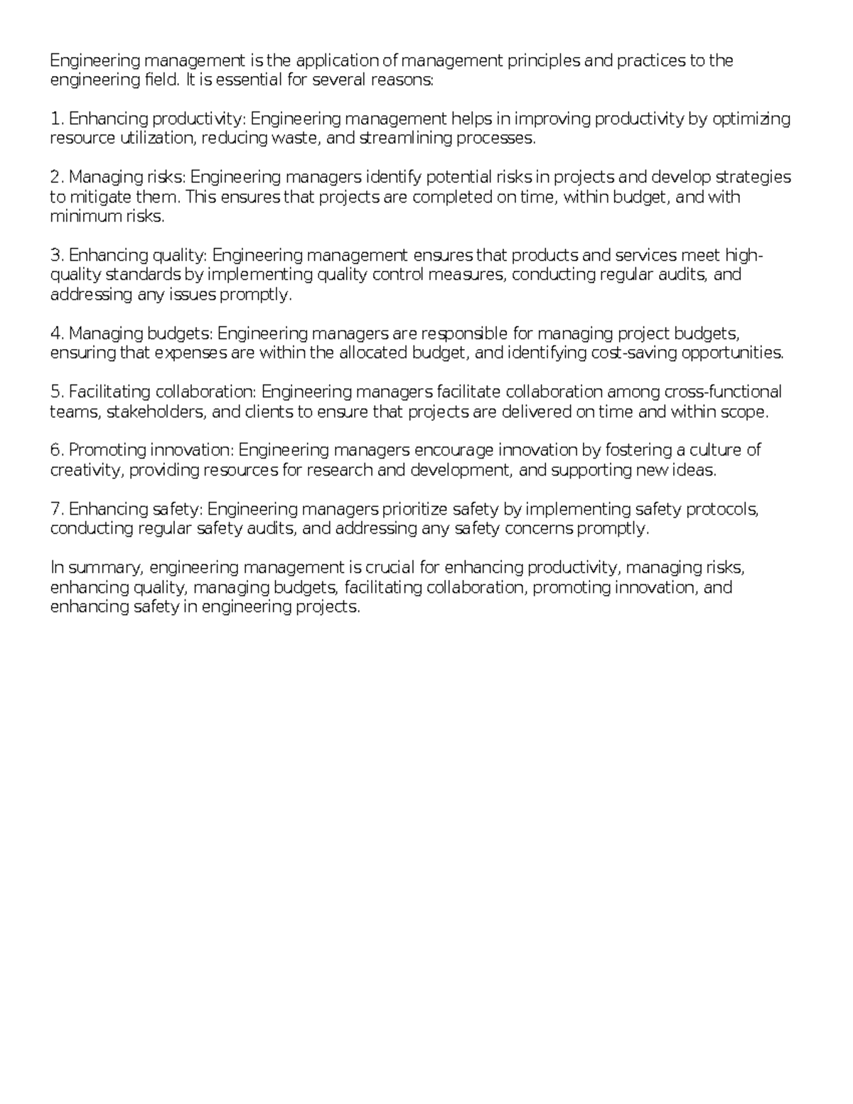 Importance of Engineering Management - Engineering management is the ...