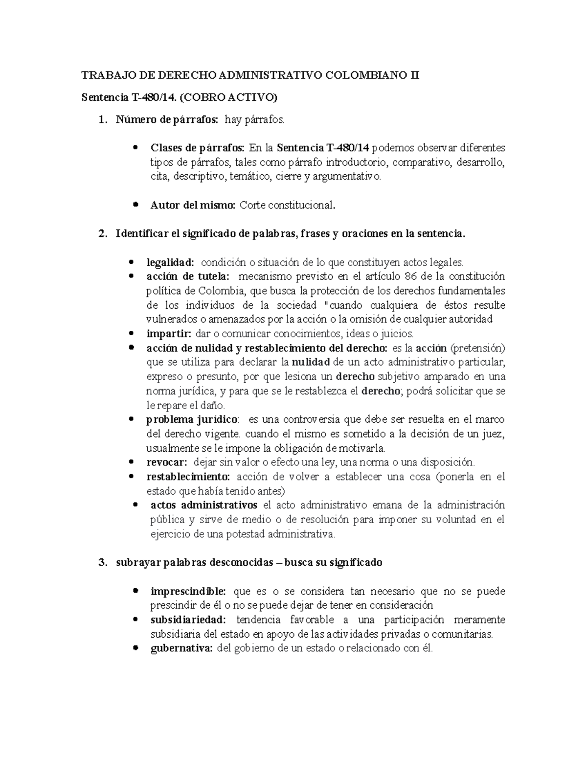 Trabajo DE Derecho Administrativo Colombiano II - TRABAJO DE DERECHO ADMINISTRATIVO COLOMBIANO ...