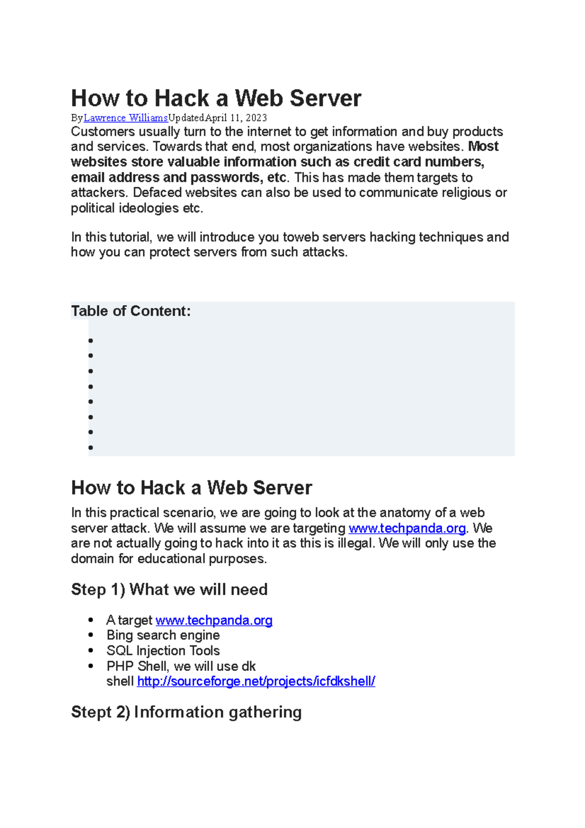 How to Hack a Web Server - How to Hack a Web Server ByLawrence ...