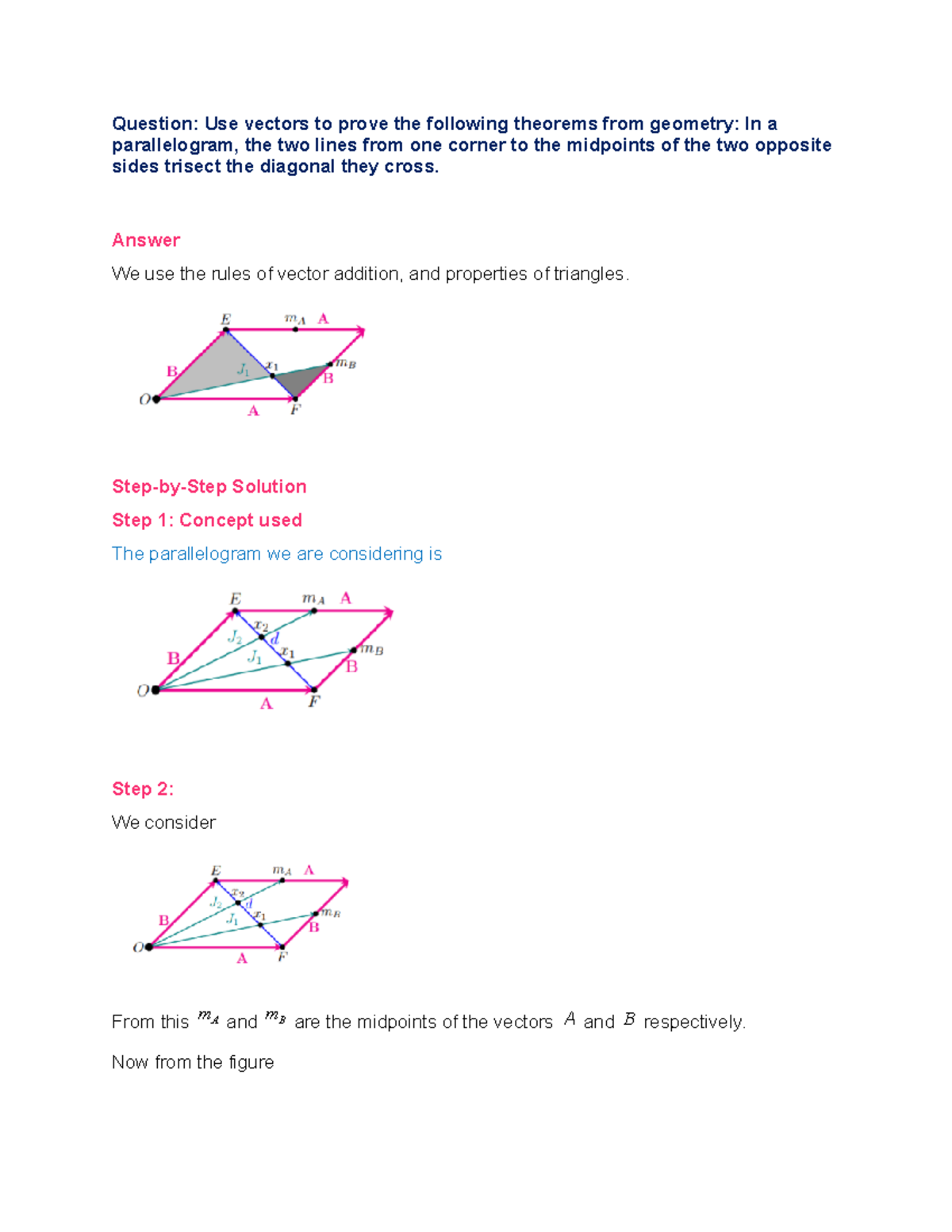 198260 3 4 5P - very demanding question - Question: Use vectors to prove the following theorems ...