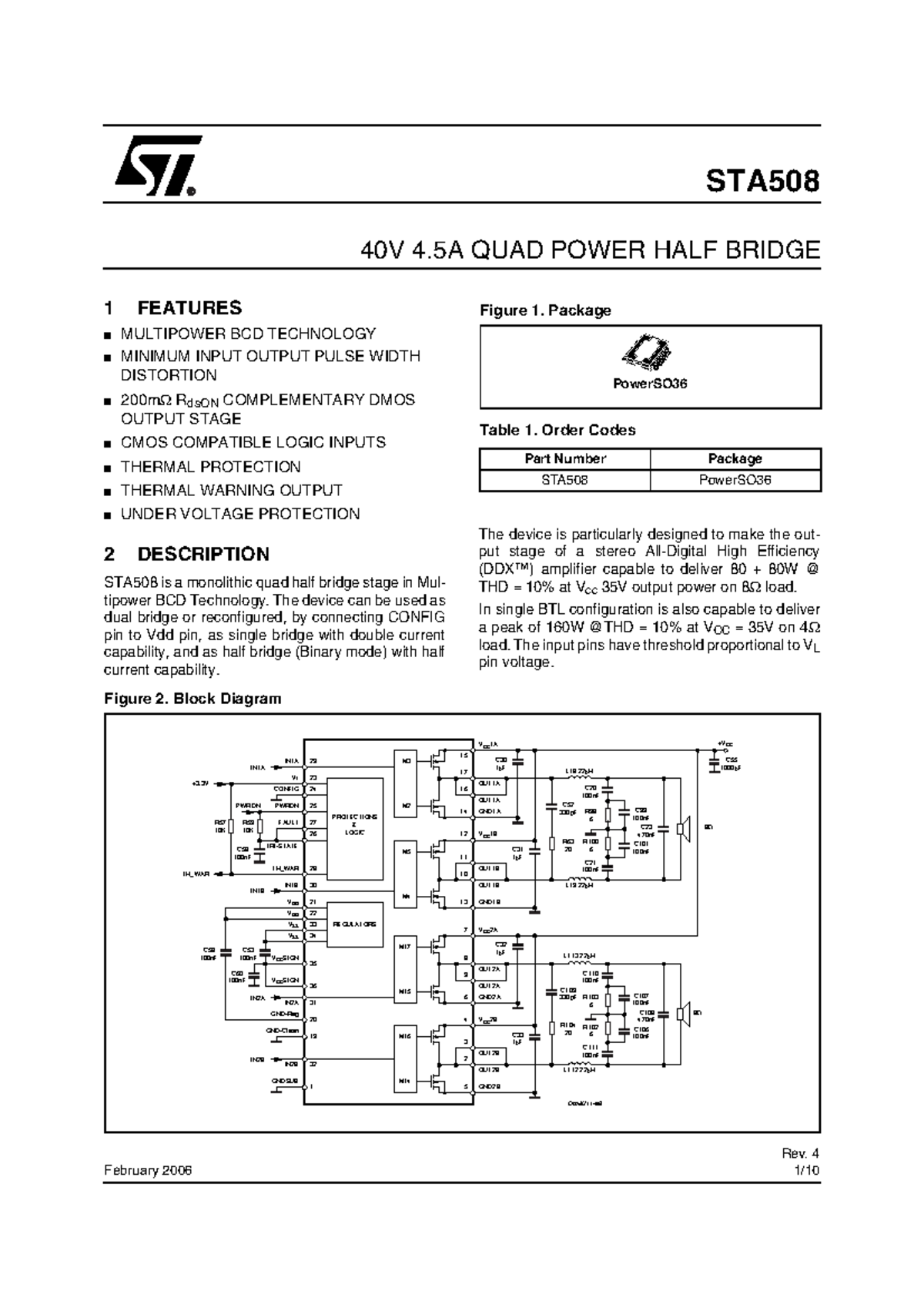 Exam 13 October 2018, questions - STA508 40V 4 QUAD POWER HALF BRIDGE 1 ...