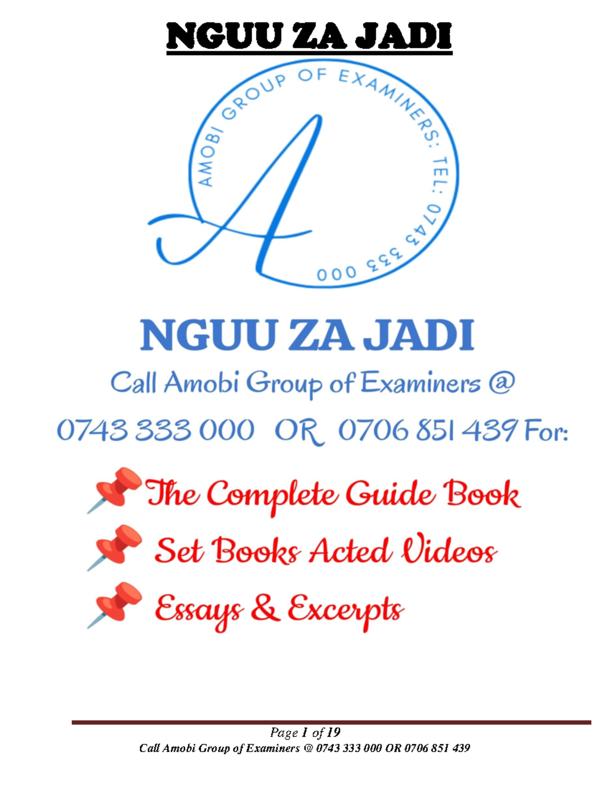 NGUU ZA JADI 01 - Page 1 of 19 NGUU ZA JADI Page 2 of 19 THIS SAMPLE IS ...