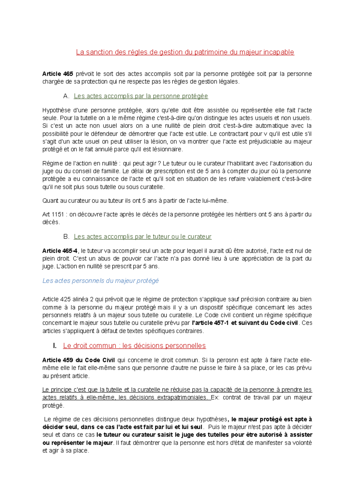 La sanction des règles de gestion du patrimoine du majeur incapable - A ...