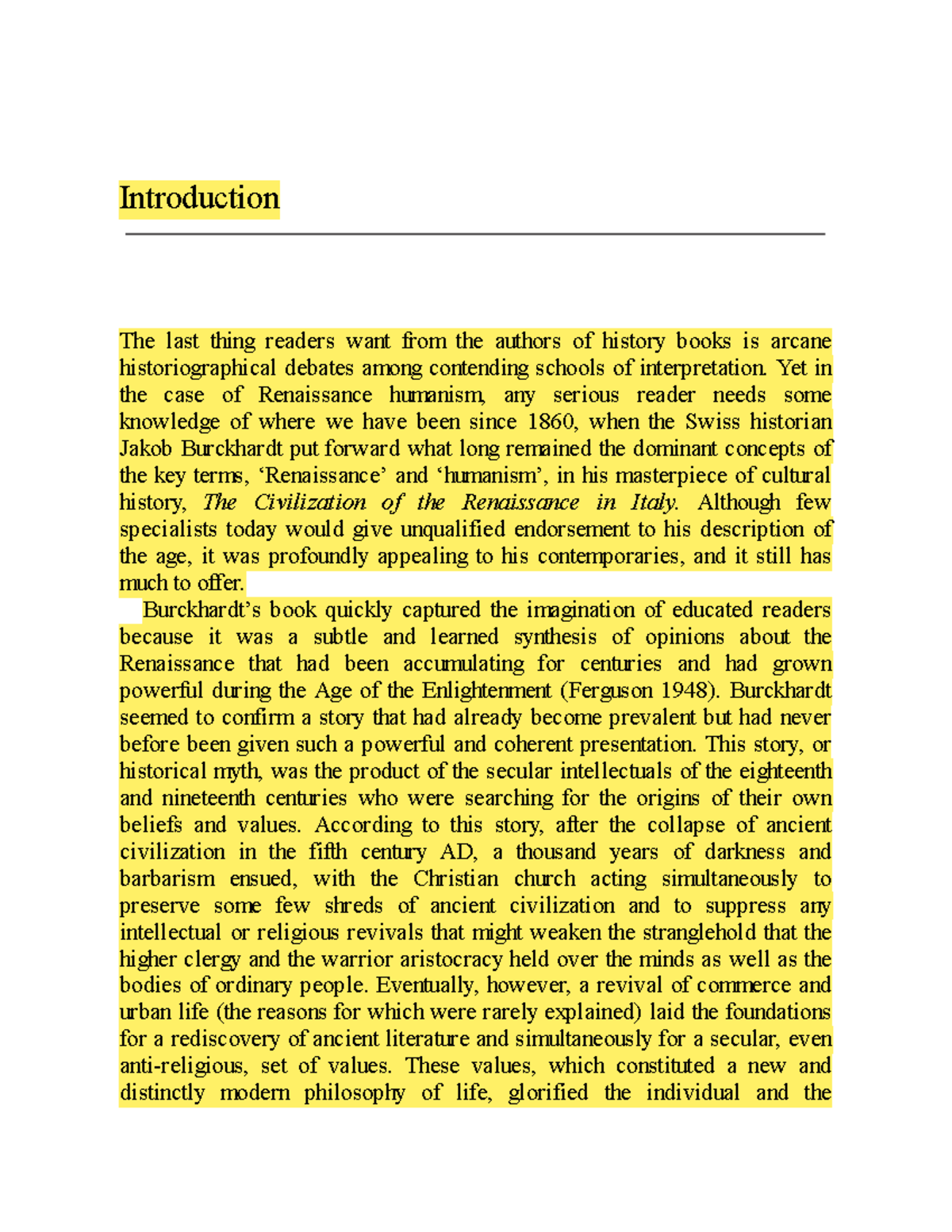 Humanism for test - Introduction The last thing readers want from the ...