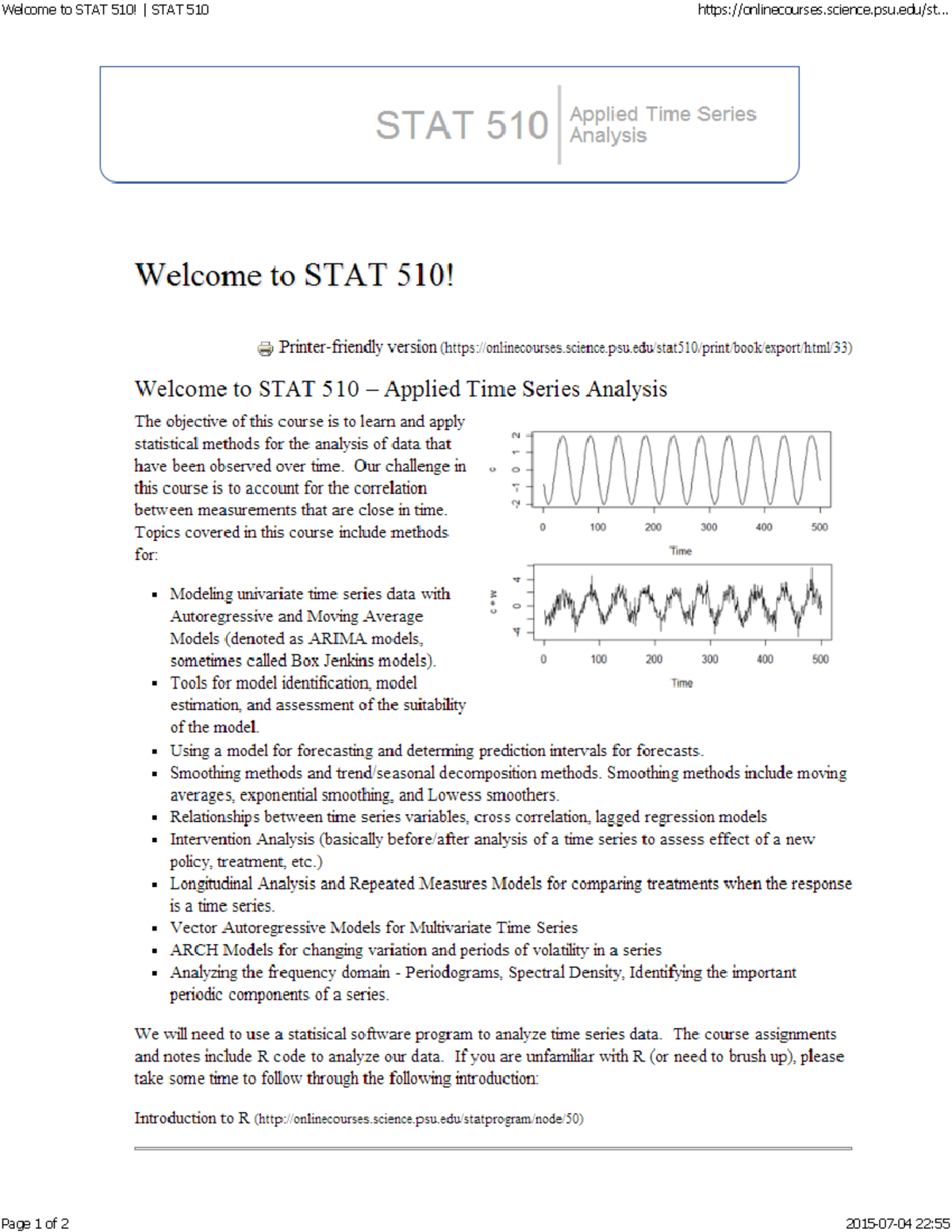Stat 510 Applied Time Series Analysis - Welcome to STAT 510! | STAT 510 - Studocu