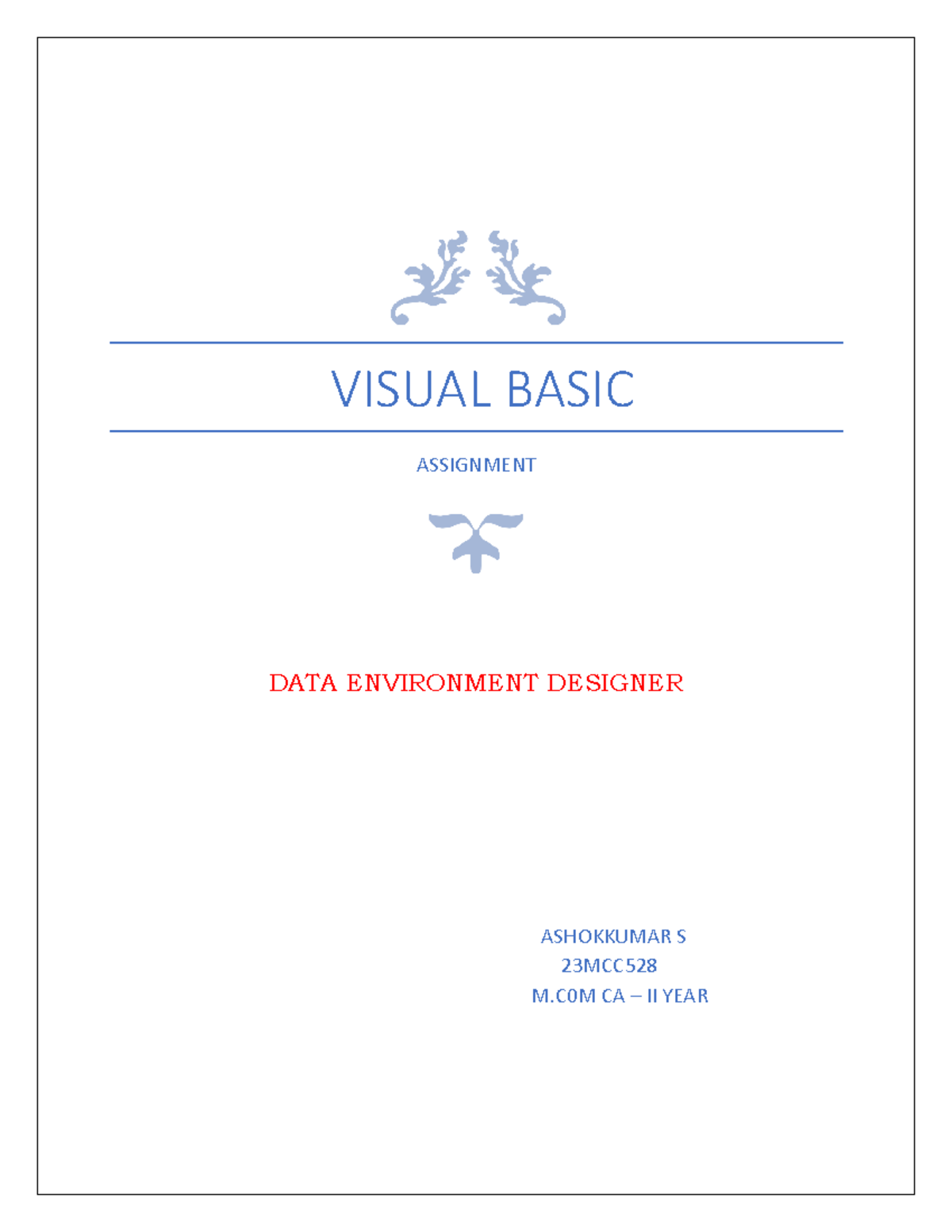 Visual Basic Ass Vb Assignment Visual Basic Assignment Data 