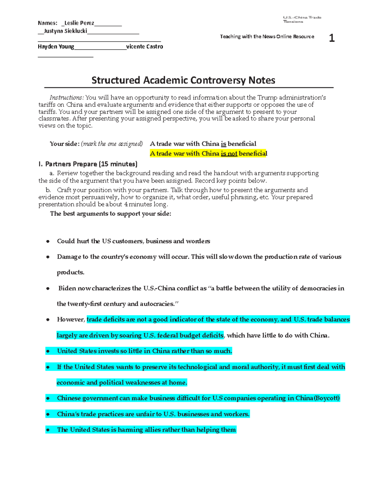 CON-Structured Academic Controversy Notes - Names: Leslie Perez ...