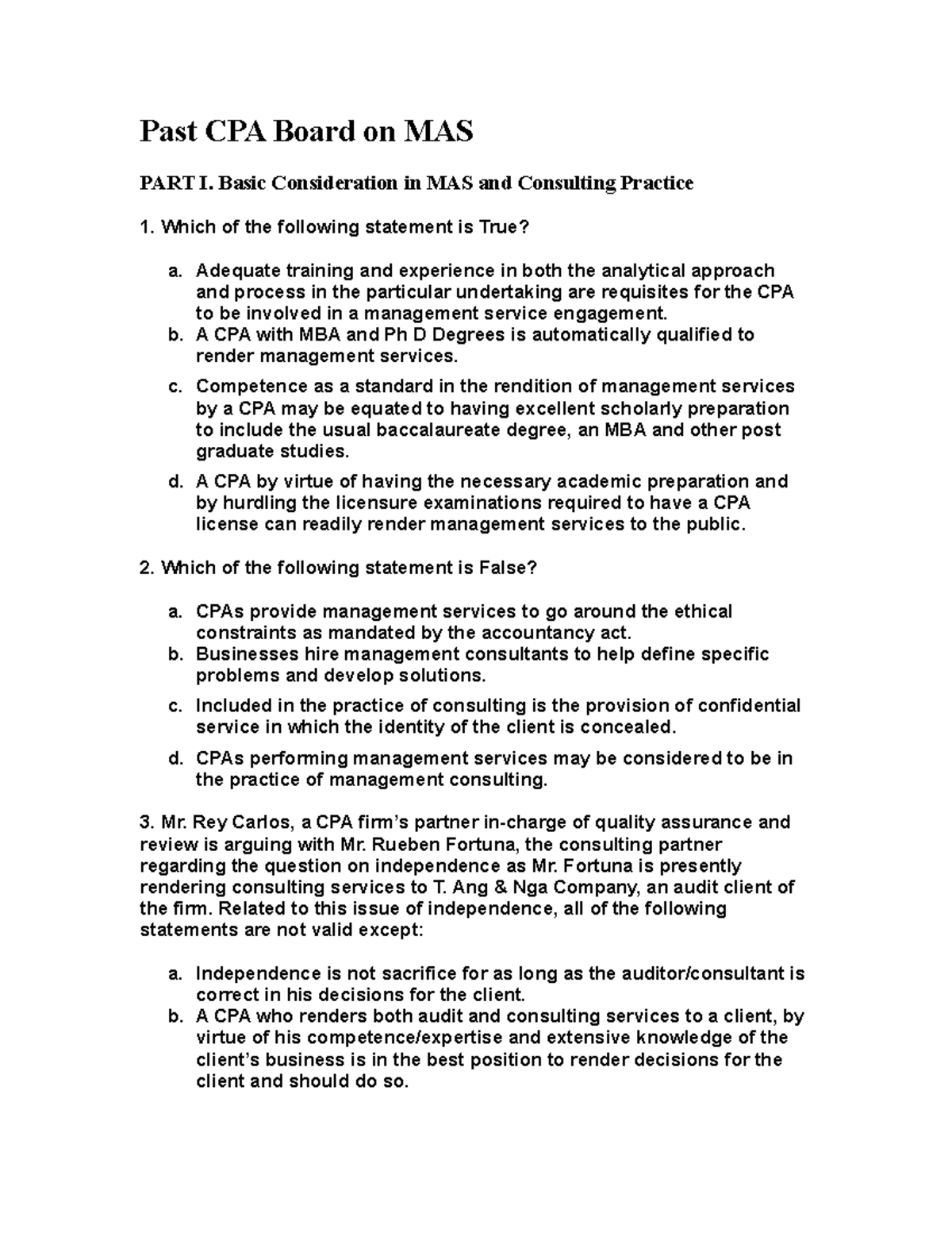 Past cpa board on mas - Summary notes - Past CPA Board on MAS PART I ...