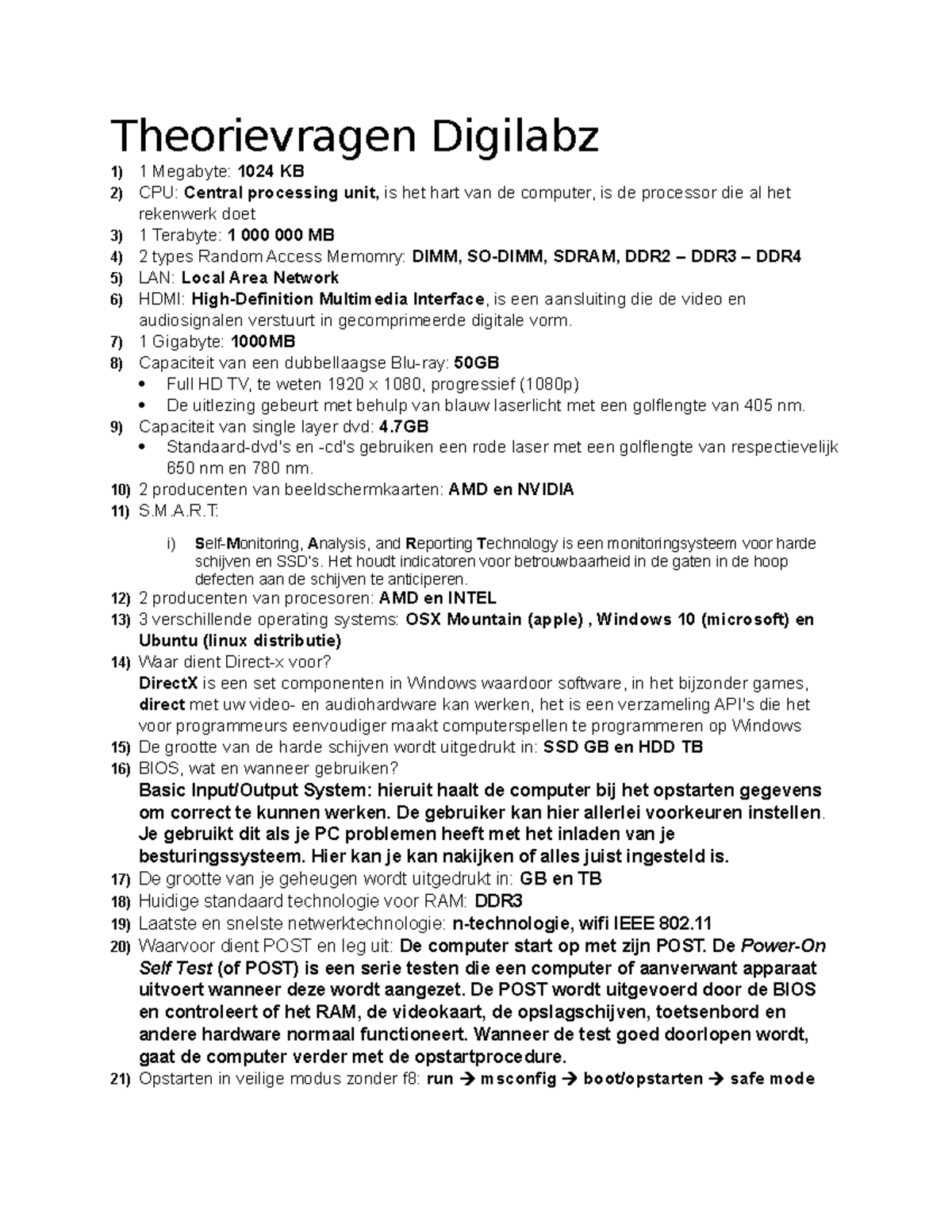 Theorievragen-Digilab - Theorievragen Digilabz 1 Megabyte: 1024 KB CPU ...