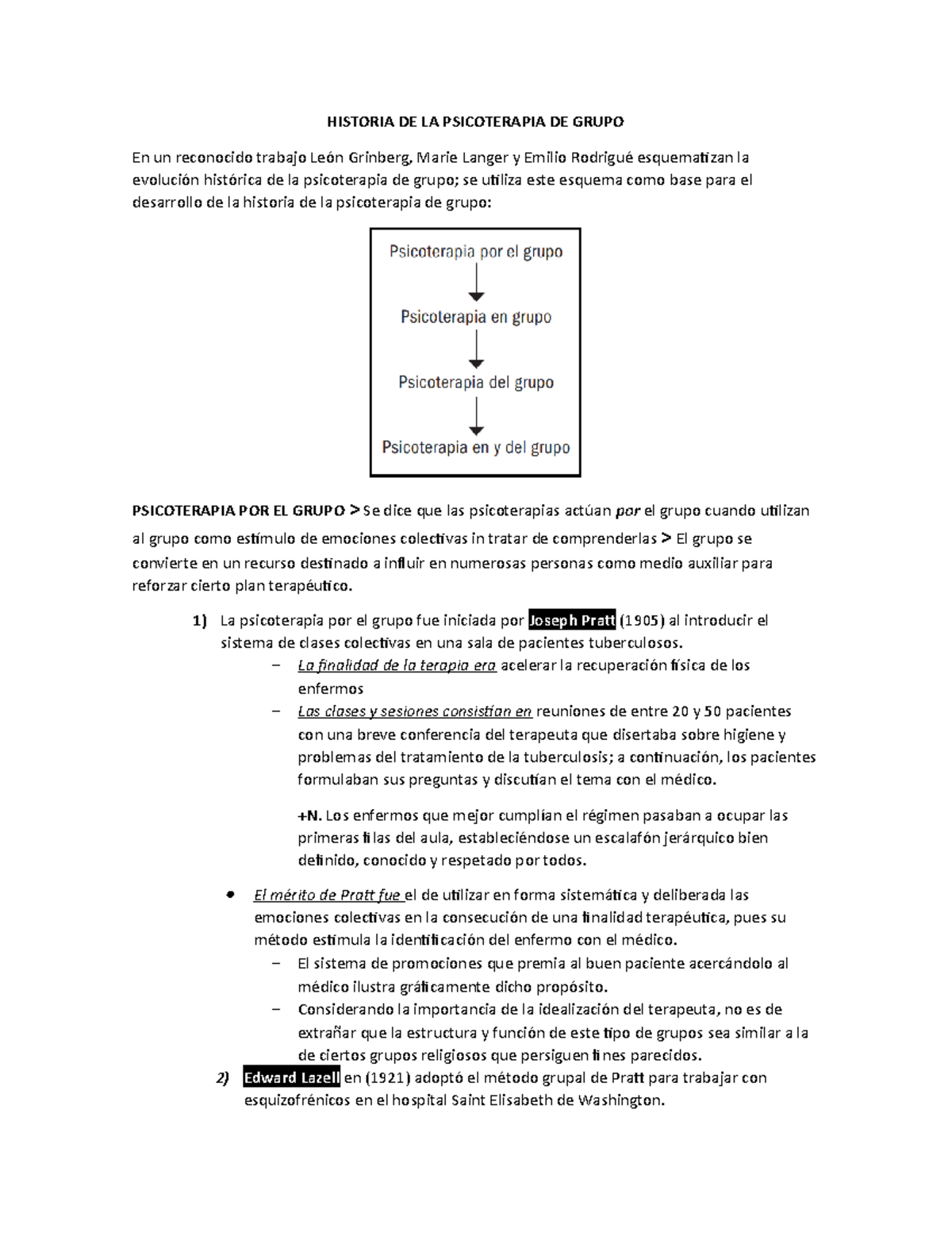 Pioneros DE LA Psicoterapia DE Grupo - HISTORIA DE LA PSICOTERAPIA DE ...