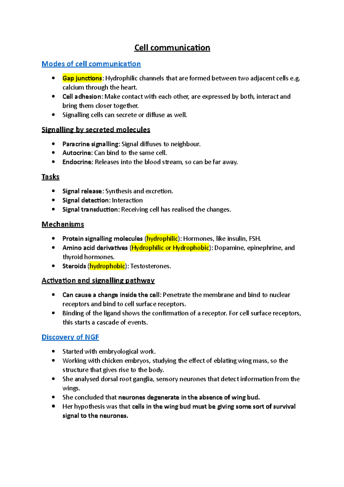 Cell communication - Taught by Dr Frank Schubert - Cell communication ...