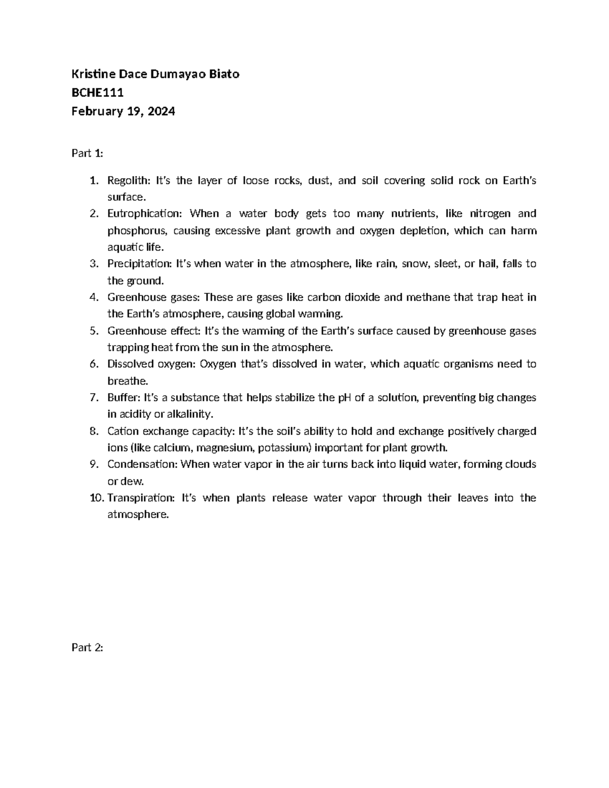 BCHEMISTRY111-1ST YEAR - Kristine Dace Dumayao Biato BCHE February 19 ...