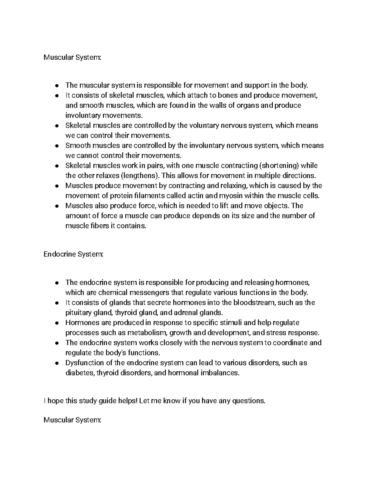 Study muscular and endocrine - Muscular System: The muscular system is ...