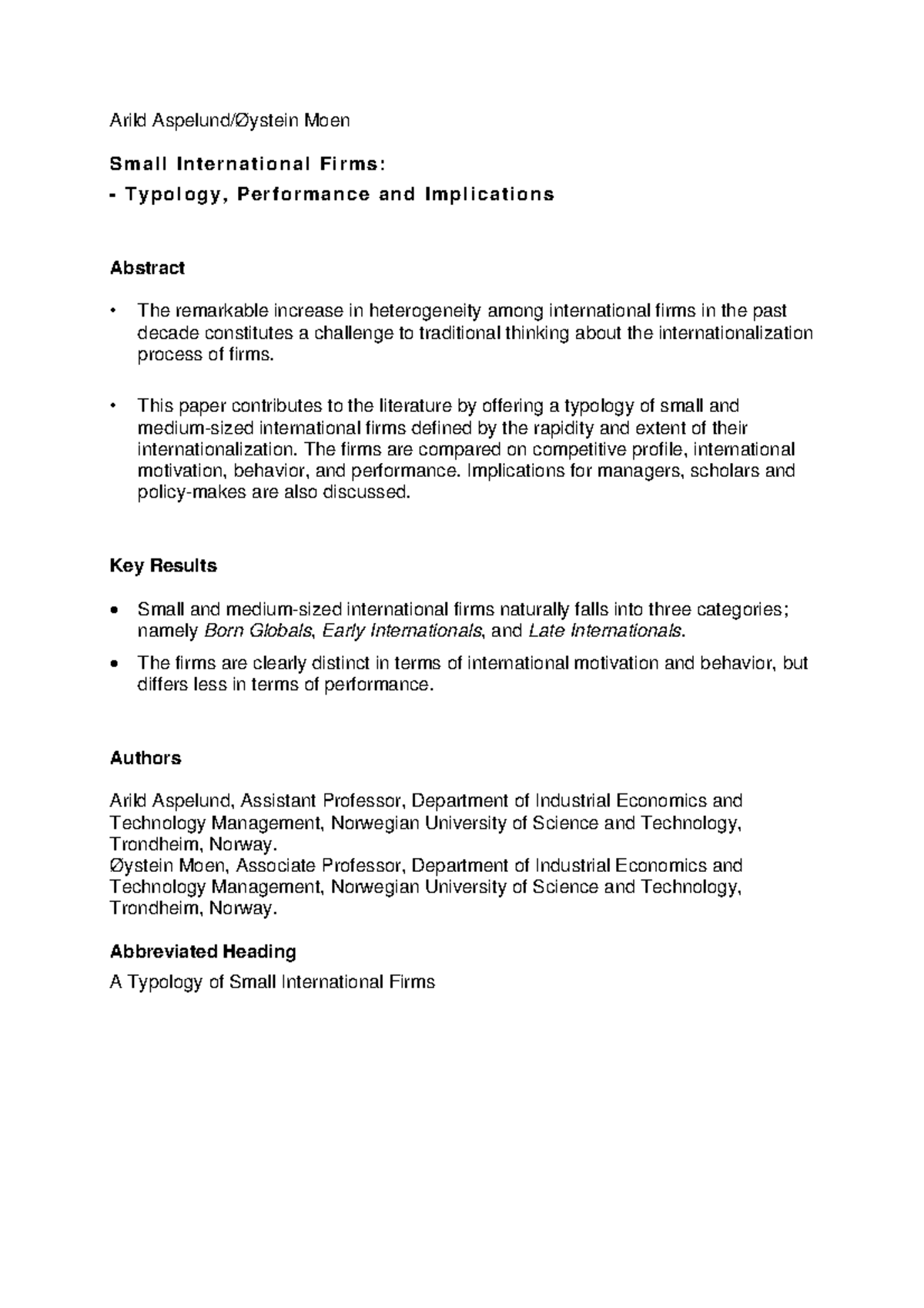 Aspelund and Moen MIR 2005 - Arild Aspelund/Øystein Moen S m a l l I ...