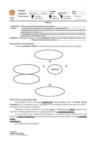 Fildis Module 1 - Lecture notes 1 - Prepared by: Christine Mae A. Panon ...