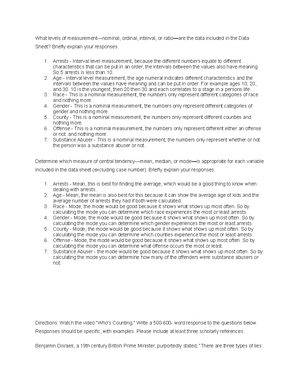 Understanding Measurements-GOV 358 - Instructions: Complete parts I and ...
