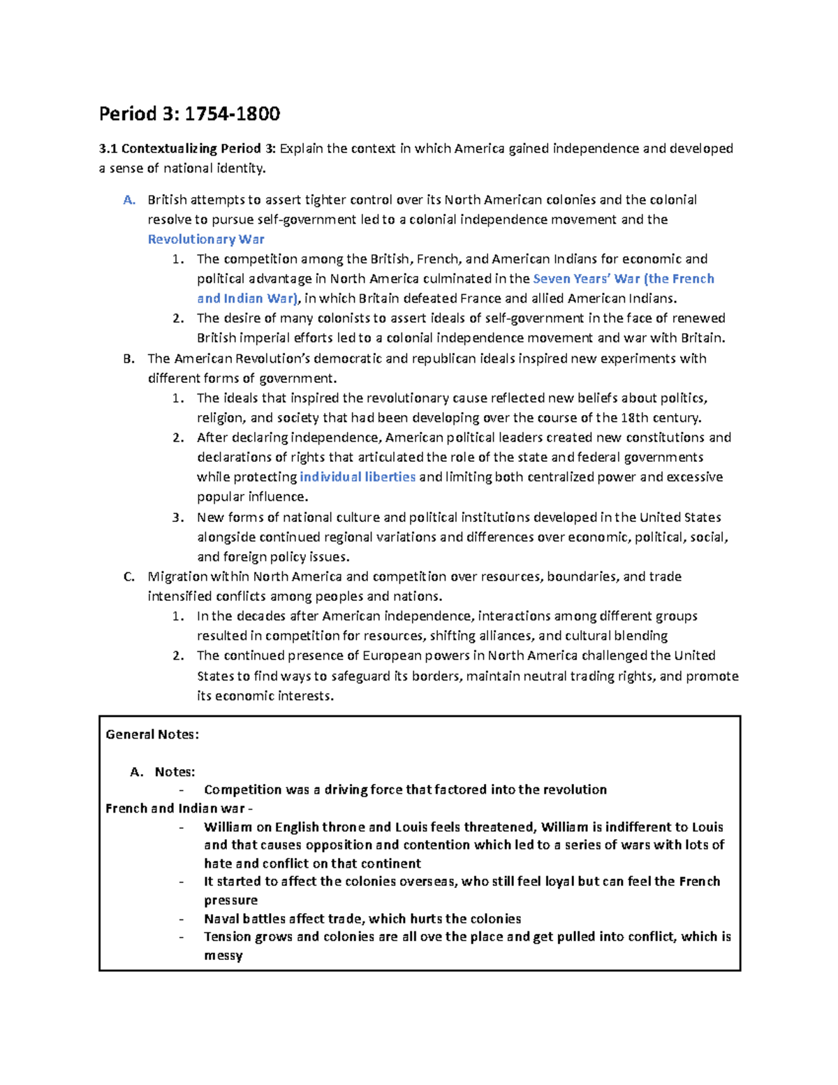 Period 3 Standards Outline 1754-1800 - Period 3: 1754- 3 ...