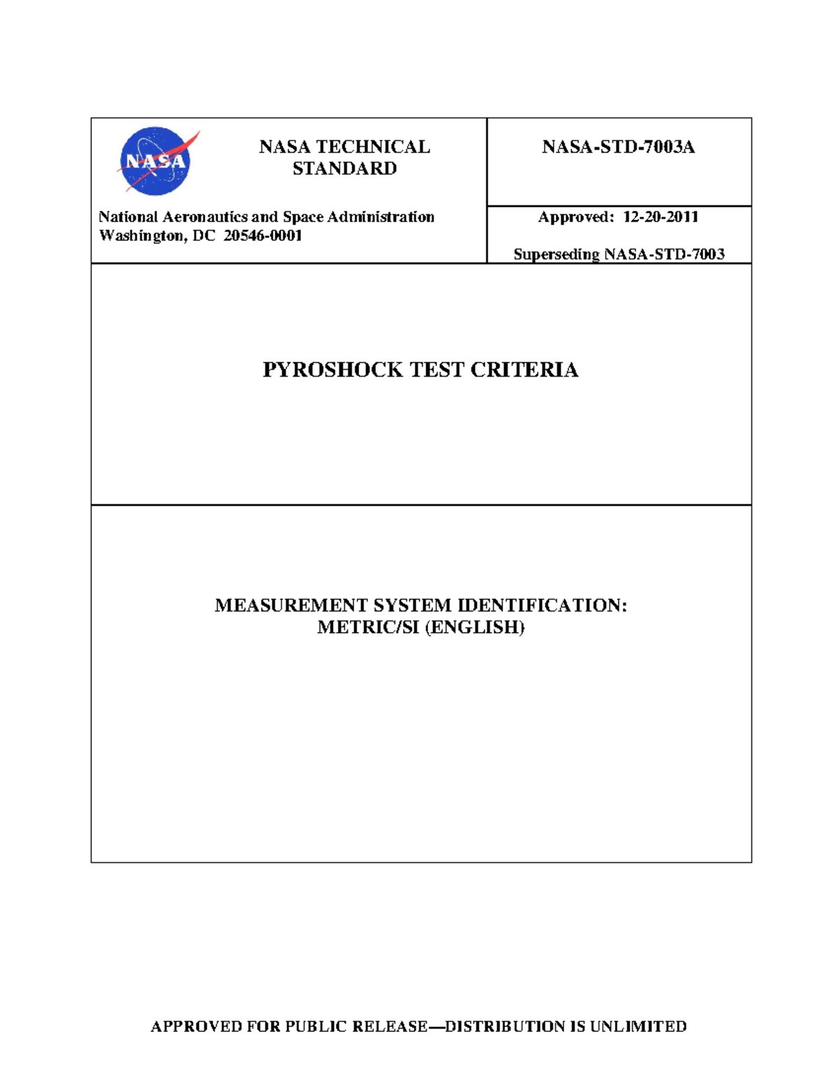 NASA-STD-7003A - descreva - APPROVED FOR PUBLIC RELEASE—DISTRIBUTION IS ...