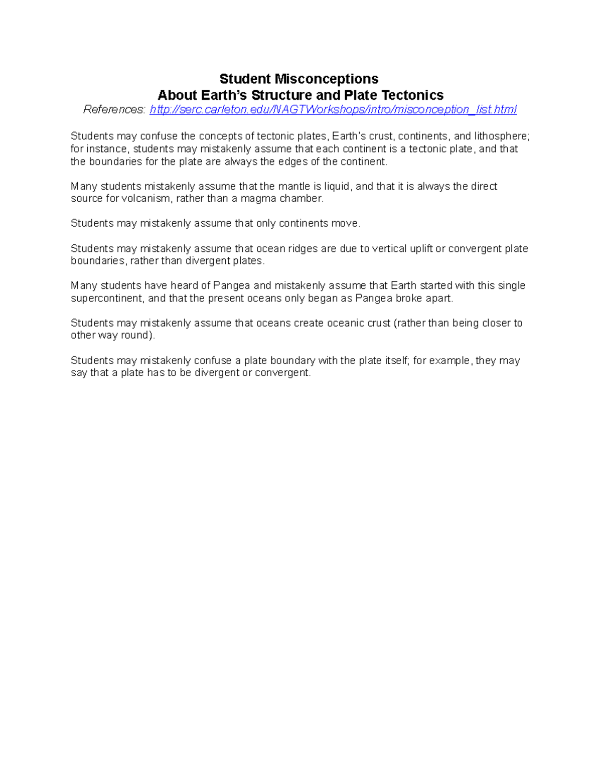 Student Misconceptions - Student Misconceptions About Earth’s Structure ...