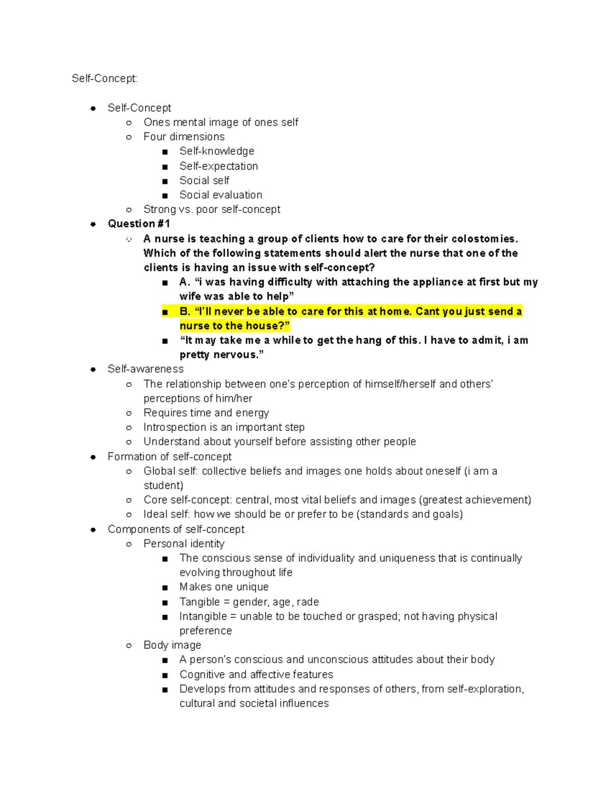 Self-Concept of nursing - Self-Concept: Self-Concept Ones mental image ...