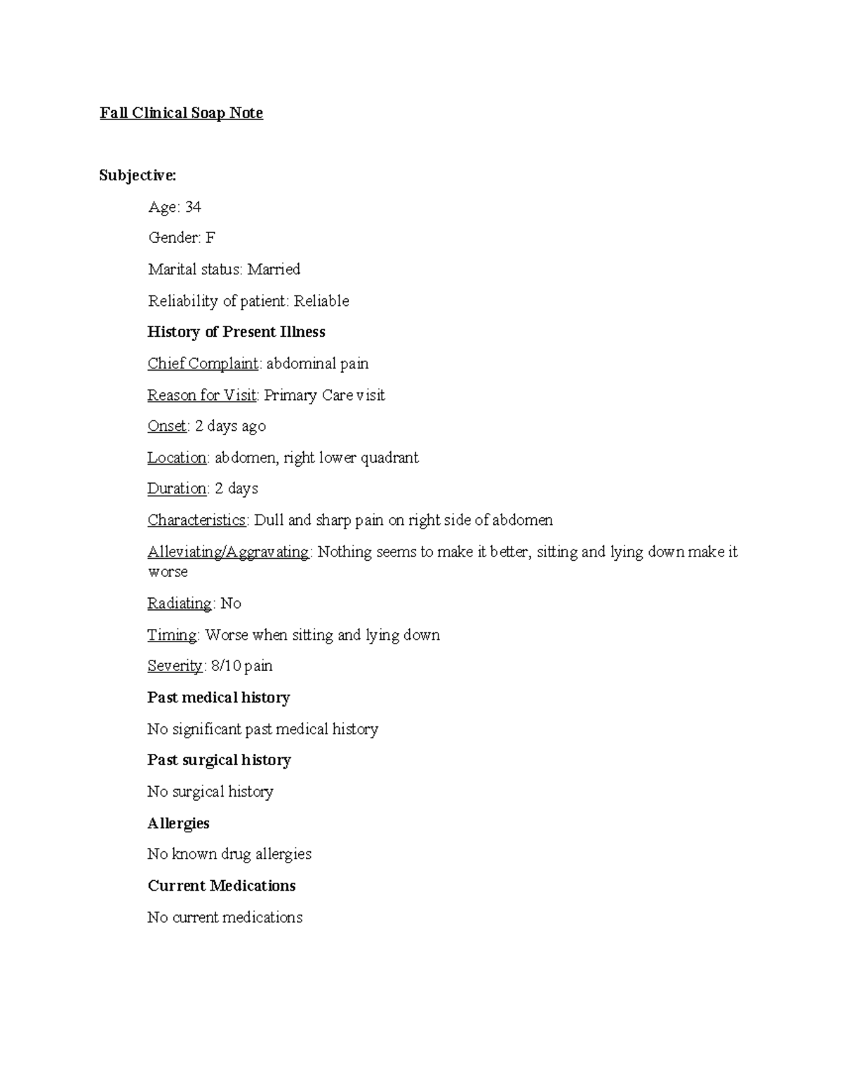 Clinical SOAP Note - Fall 2021 Patient Case Study - Fall Clinical Soap ...