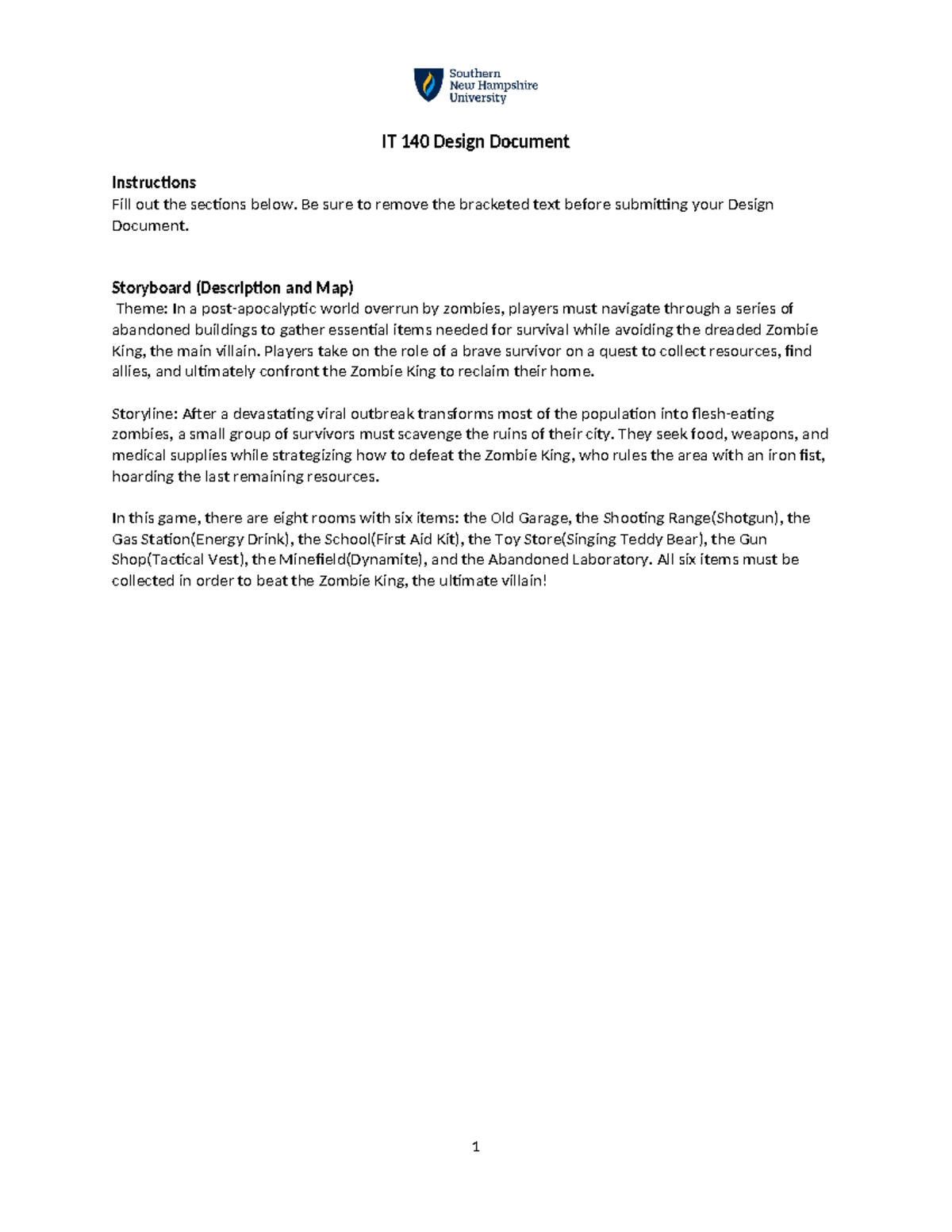 IT 140 Project One - IT 140 Design Document Instructions Fill out the ...