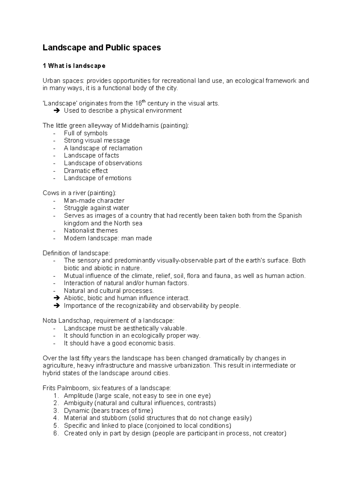 Landscape and Public spaces summary - Landscape and Public spaces 1 ...
