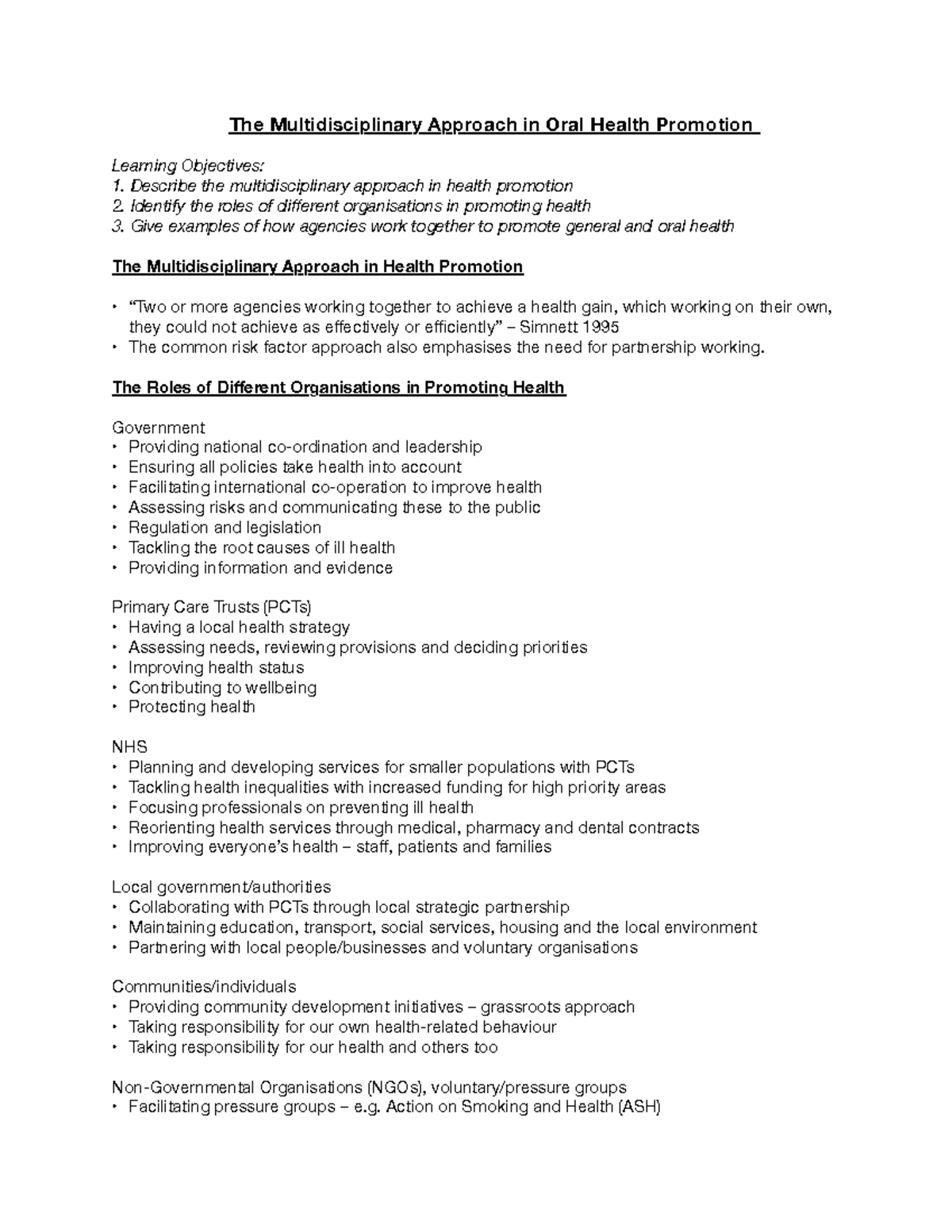 Health Promotion - The Multidisciplinary Approach in Oral Health ...