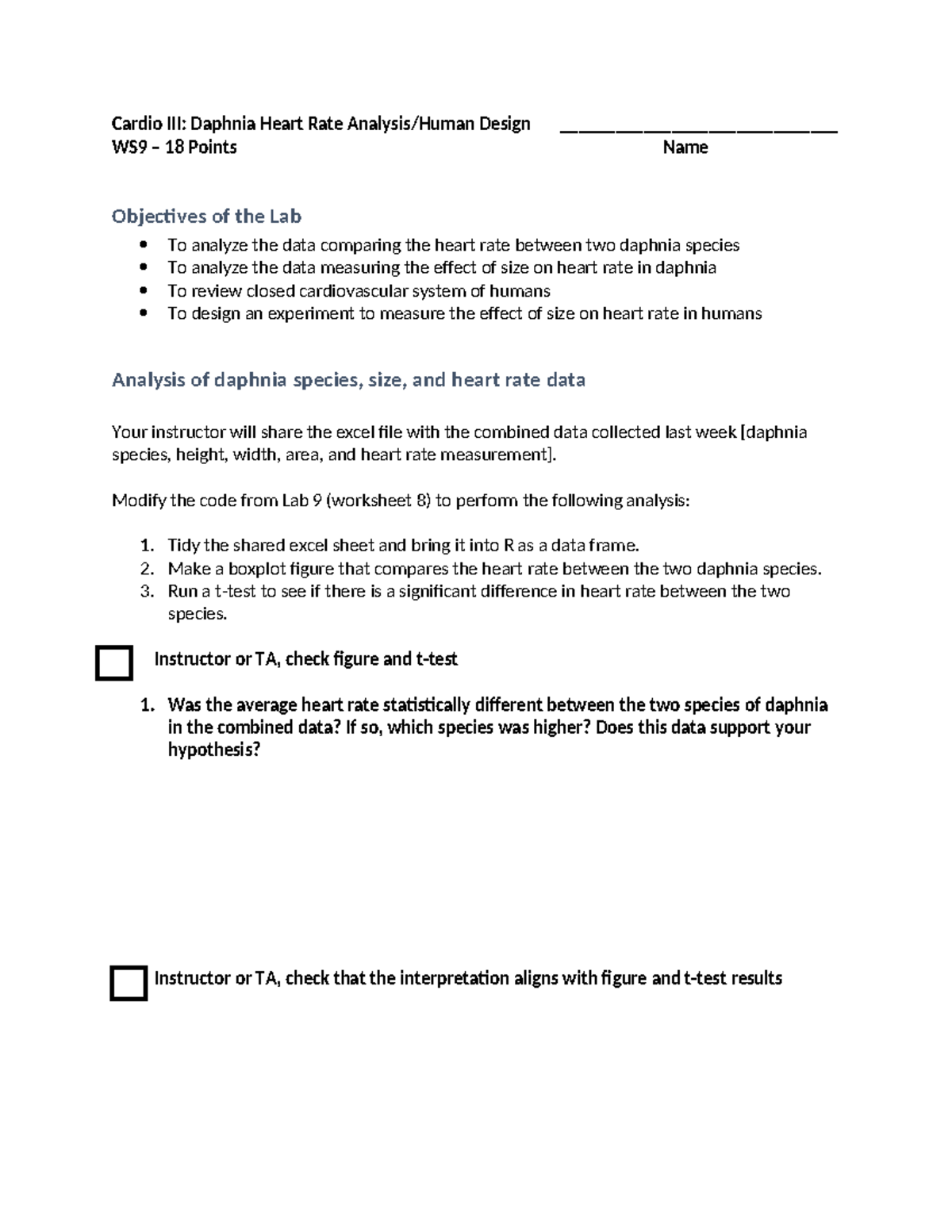 Worksheet 9 - Cardiovascular in Daphnia - Cardio III: Daphnia Heart ...