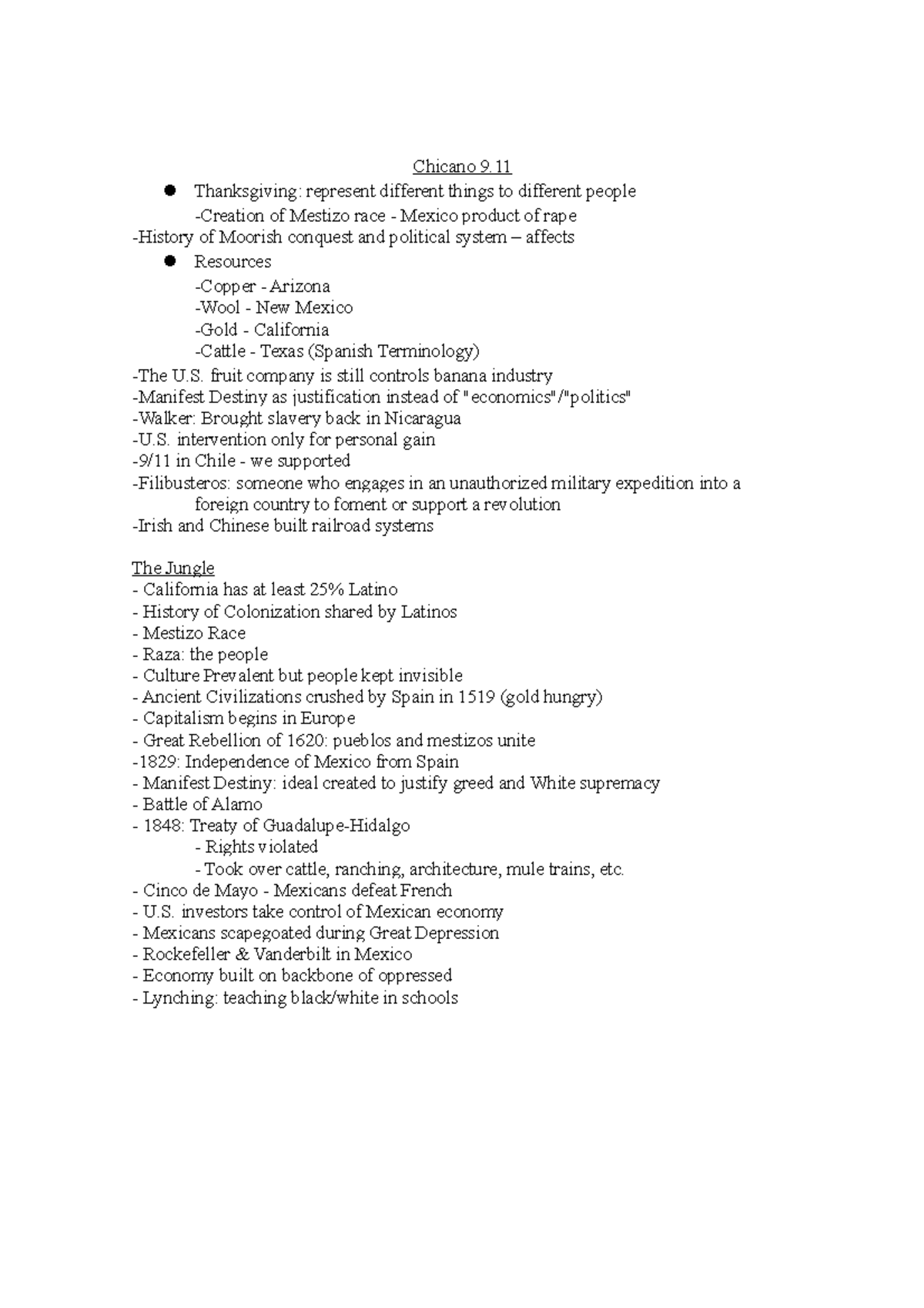 Lecture note to Chicano 101 - Chicano 9 Thanksgiving: represent ...