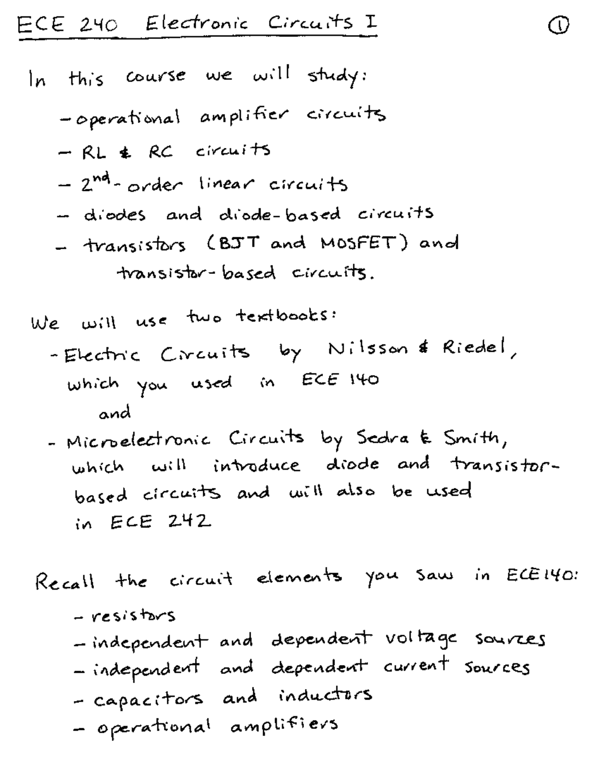 ECE240 pp1-14 - lecturenotes - ECE 240 - Studocu