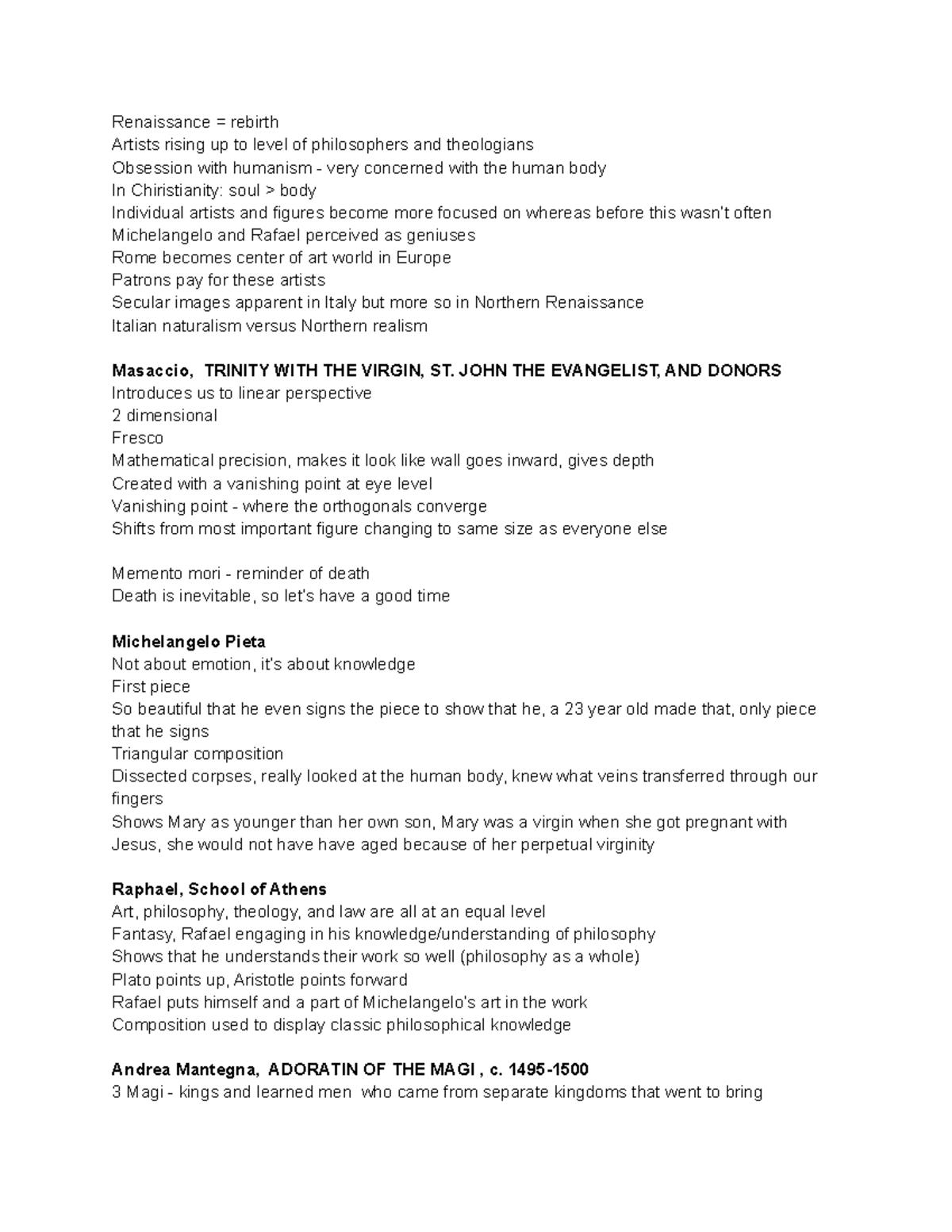 Class 15 Italy The Italian Renaissance (1400-1550) Notes - Renaissance ...