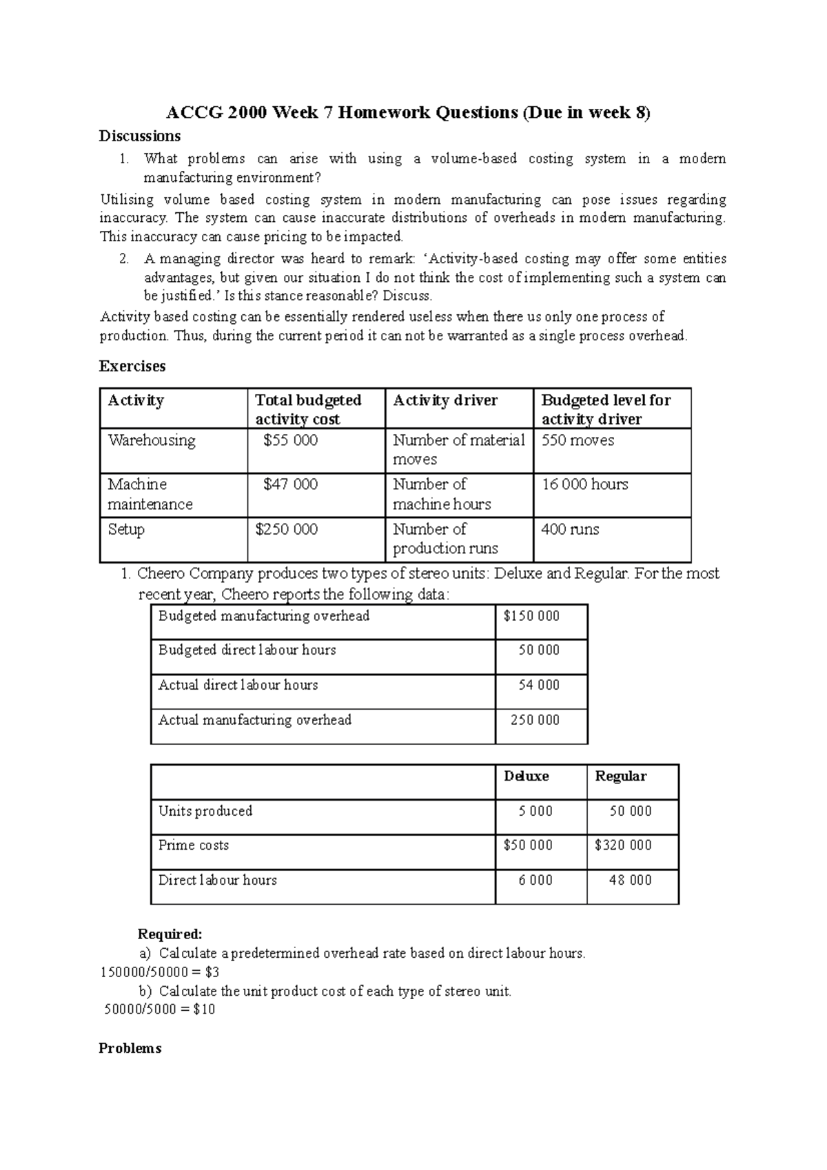 ACCG 2000 Week 7 Homework Questions - ACCG 2000 Week 7 Homework Questions (Due in week 8) - Studocu