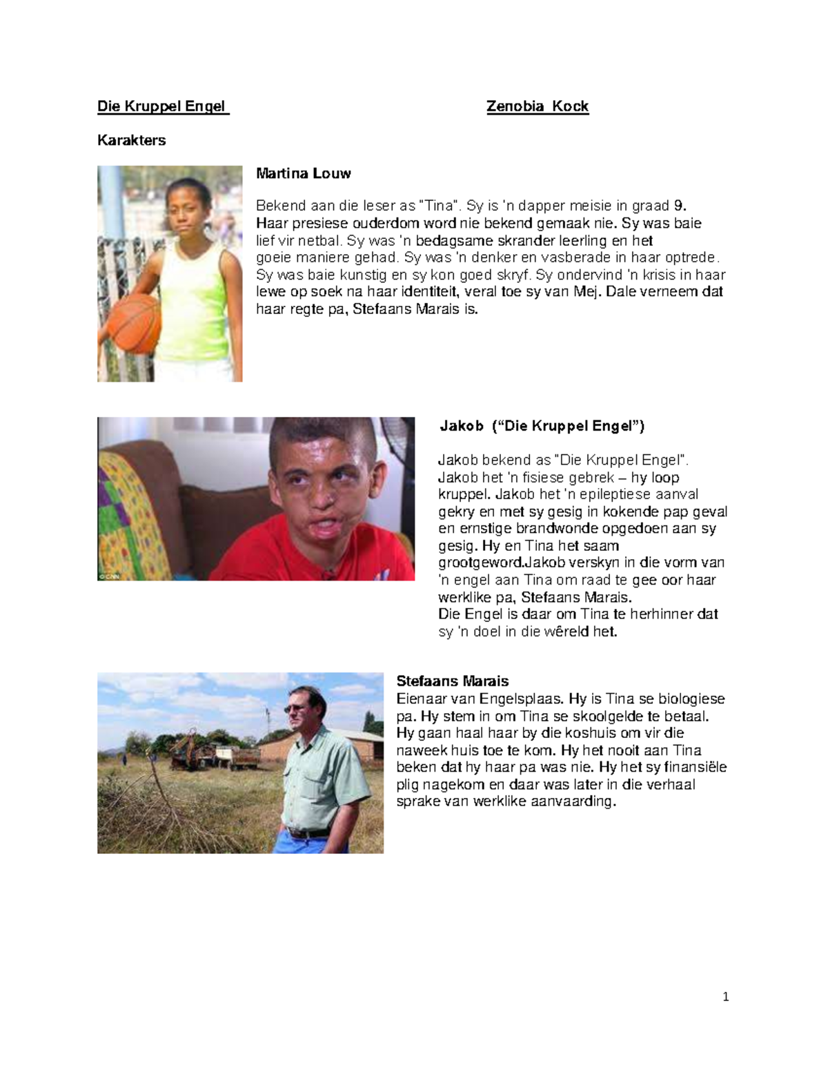 Afrikaans Gr 11 Die Kruppel Engel - Die Kruppel Engel Zenobia Kock ...