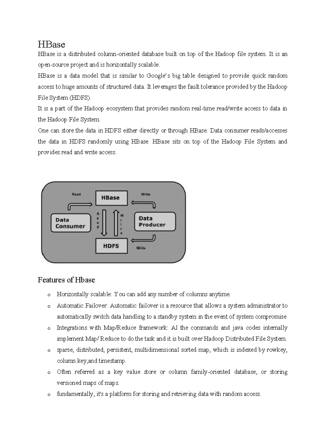 5. BDA Unit 5 notes - HBase HBase is a distributed column-oriented ...