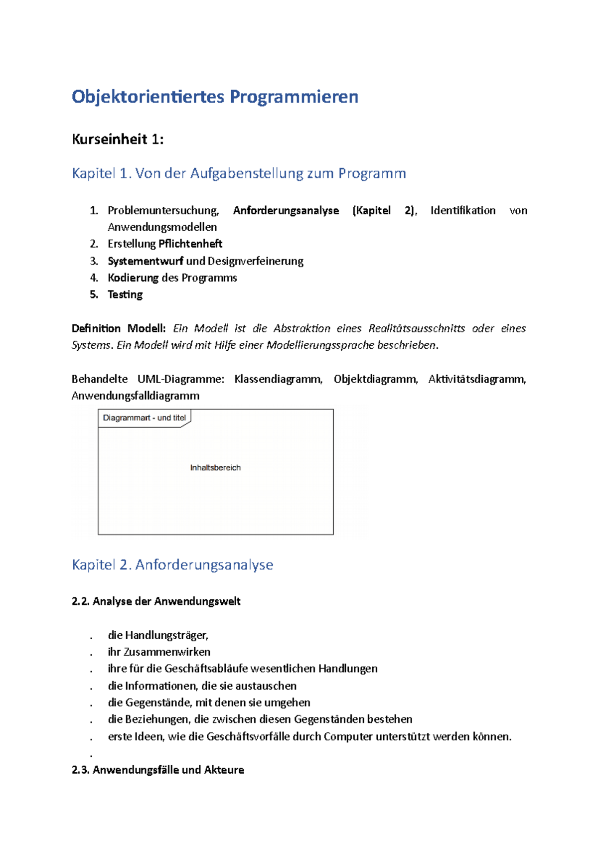 Zusammenfassung objektorientiertes Programmieren - Objektorientiertes 1 ...