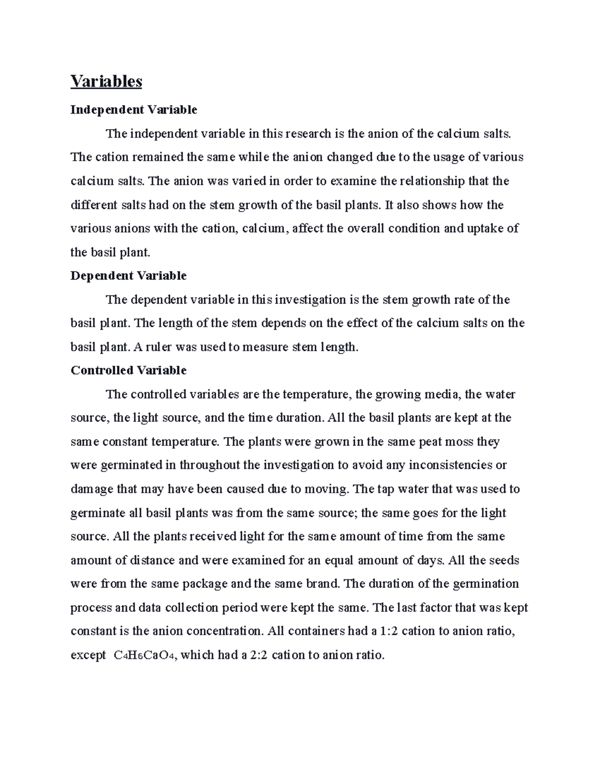 Biology Extended Essay - Variables Independent Variable The independent ...