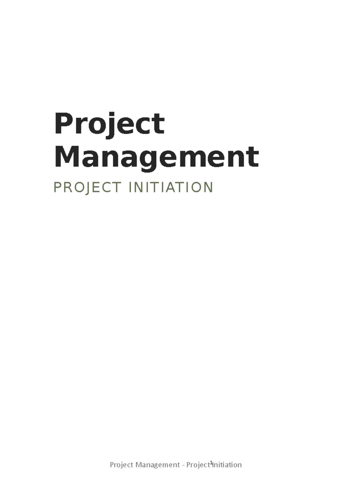 Advanced Project Management - Ch2 Project Initiation - Project Management PROJECT INITIATION PM ...