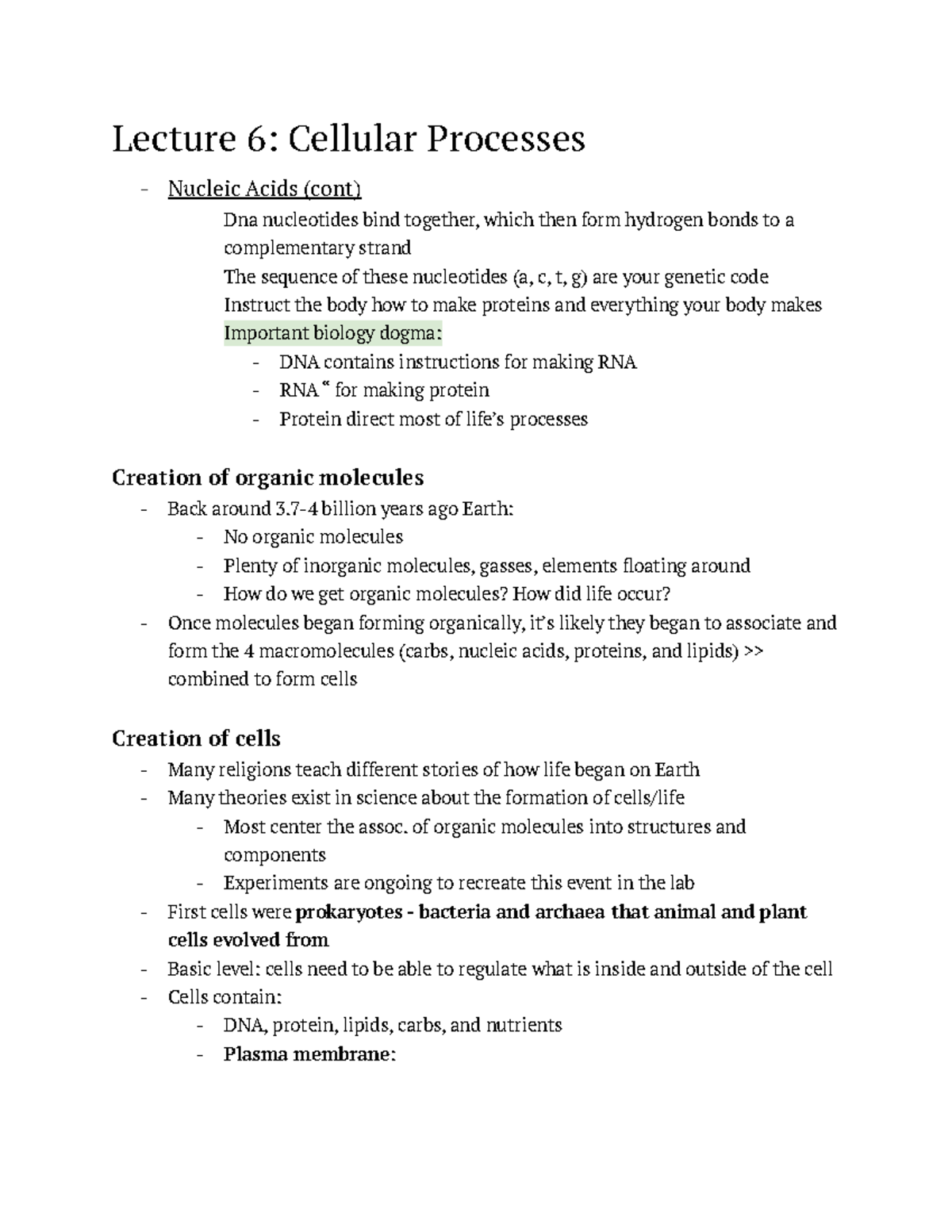 BIO129 LEC Lesson 6 - Dr. David Hoekstra - Lecture 6: Cellular Processes Nucleic Acids (cont ...