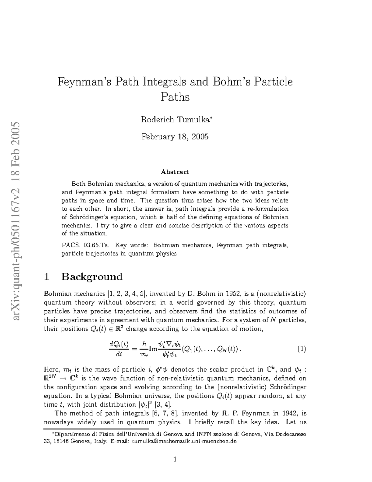 315355271 Feynman s Path Integrals and Bohm s Particle Paths - arXiv ...