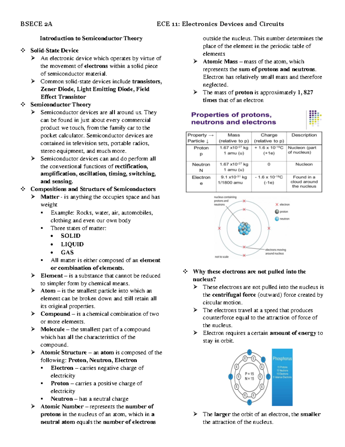 Reviewer - ECE11 - Introduction to Semiconductor Theory Solid-State ...
